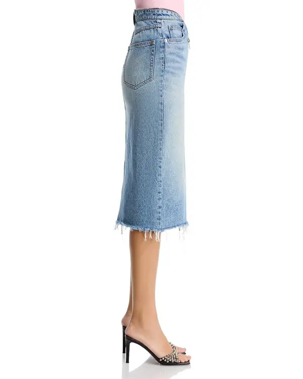 Buy Alexander Wang Dipped V Zip Denim Skirt - Authentic Light